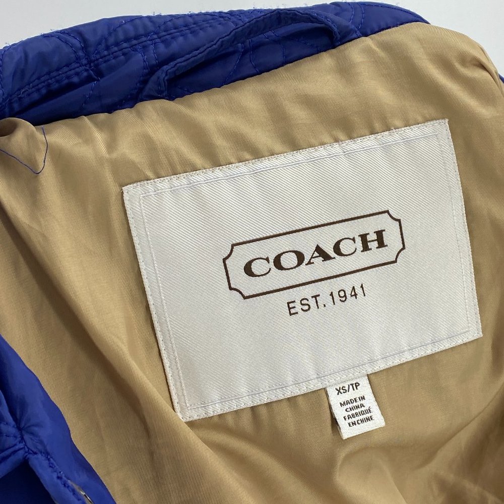 Coach Women's Quilted Cc Logo Navy Blue Jacket Coa - Gem